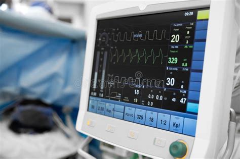 Monitor Screen With Vital Sign And Ecg Data Of Patient During Surgery