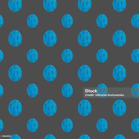블루 부활절 달걀 원활한 패턴입니다 회색 배경에 수채화 스케치를 그리는 손으로 컬러풀한 일러스트 개체 그룹에 대한 스톡 벡터 아트 및 기타 이미지 Istock