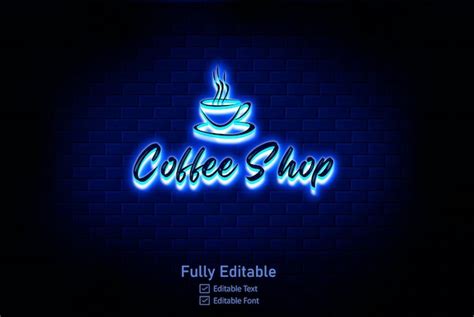 Neon Texteffekt Für Neon Effekt Logo Und Neonlicht Logo Textstil Effekt Für Café Und Restaurant