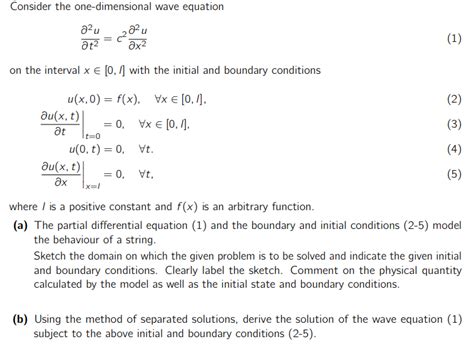 Solved Consider The One Dimensional Wave Equation