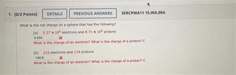 Solved What Is The Net Charge On A Sphere That Has The Chegg Com