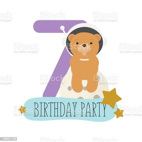 생일 파티 인사말 카드 파티 초대장 귀여운 우주 곰과 비문 10와 아이 일러스트 만화 스타일의 벡터 일러스트레이션 0명에 대한 스톡 벡터 아트 및 기타 이미지 Istock