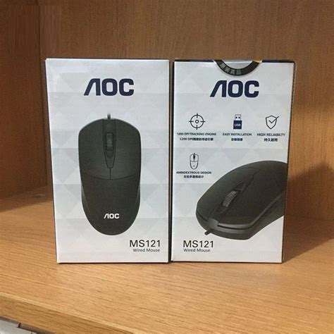 Aoc Wired Usb Optical Sensor Gaming Mouse Ms121 Business Office Mice Desktop Computer Laptop
