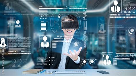 Smart Business Man With Goggles Working While Using Security Protection