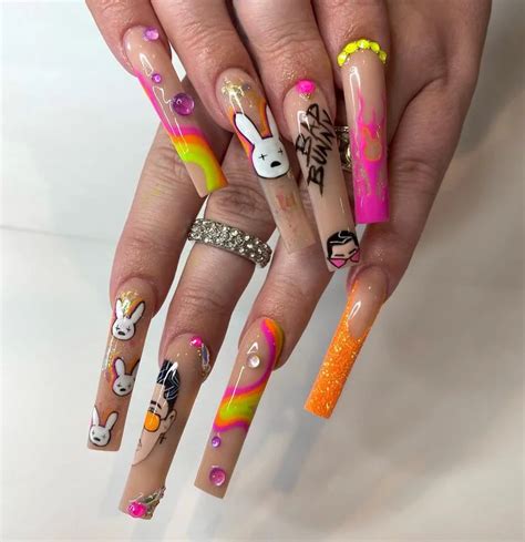23 Bad Bunny Nail Design Ideas Fun Colorful And Bold