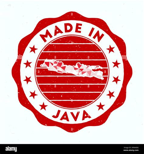 Made In Java Island Round Stamp Seal Of Java With Border Shape Vintage Badge With Circular