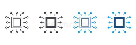Electronic Circuit Central Processing Unit Symbol Collection Micro Chip Board Digital