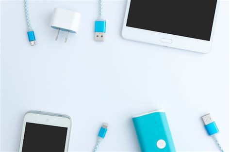 Premium Photo Smartphone And Usb Cable Charger With Copy Space