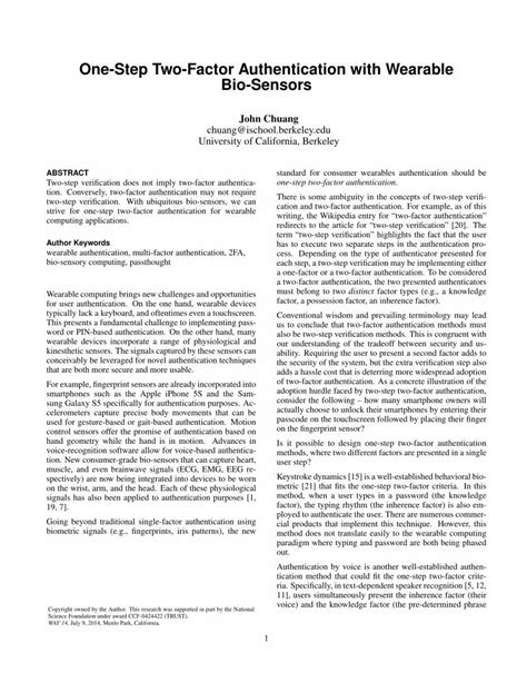 Pdf One Step Two Factor Authentication With Wearable Bio Sensors Dokumentips