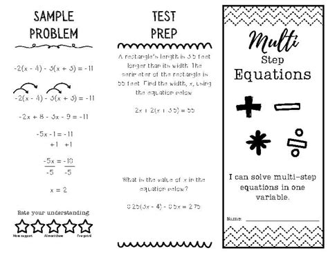 Multi Step Equations Math Brochure By Math With Ms Gordon Tpt