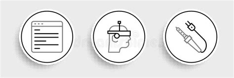 Set Line Soldering Iron Computer Api Interface And Smart Glasses Icon