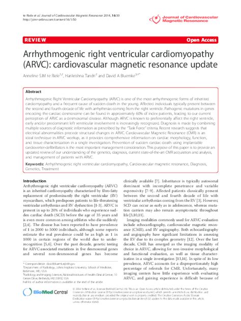 Pdf [arrhythmogenic Right Ventricular Cardiomyopathy Case Report And A Brief Literature Review]