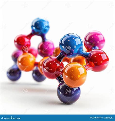 Colorful Molecular Structure On White Background Generative Ai Stock Illustration
