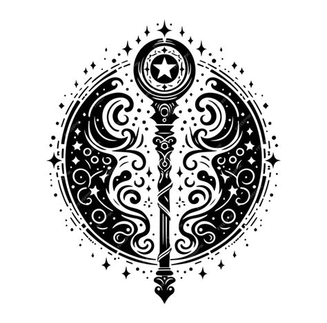 Magic Staff Silhouette Vector Illustration Premium Ai Generated Vector