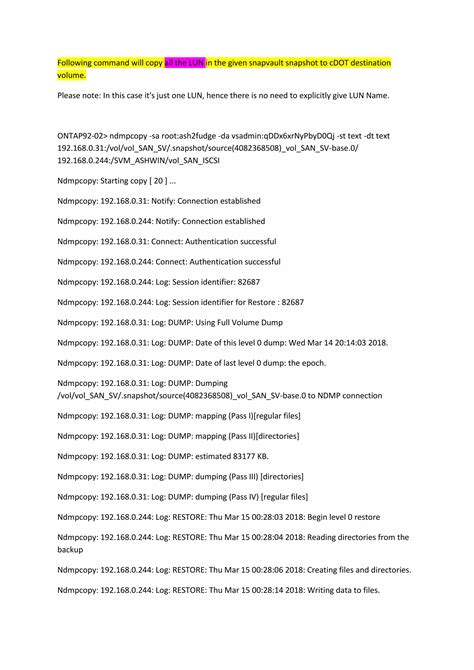 Ndmpcopy Lun From 7 Mode Netapp To Cdot Pdf Databases Computer Software And Applications
