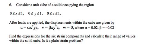 Solved Consider A Unit Cube Of A Solid Occupying The Region Chegg