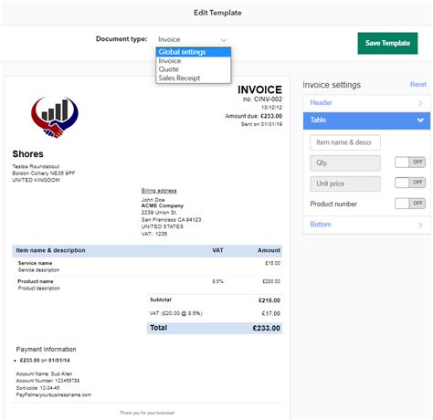 how do i customise my document templates including quotes invoices and