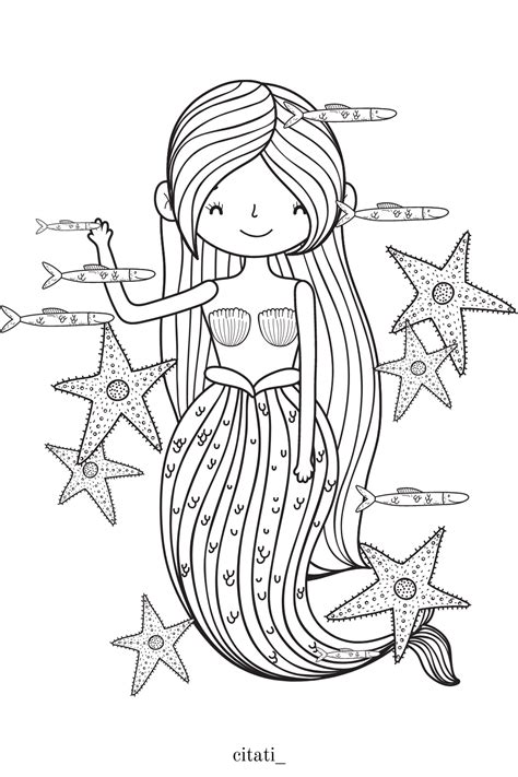 Картинки за оцветяване с русалка Citati