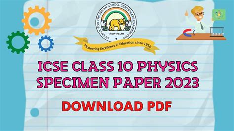 Icse Physics Specimen Paper 2023 Cisce Class 10 Physics Sample Paper Download Pdf