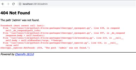 Python 404 For Path Served By Cherrypy Stack Overflow