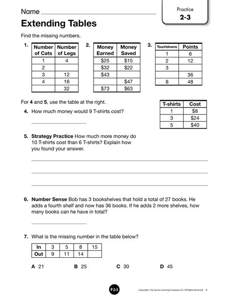 2 3 Extending Tables Mrs Tallman Library Formative Worksheets Library