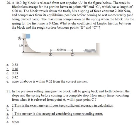 Solved 20 A 100 Kg Block Is Released From Rest At Point