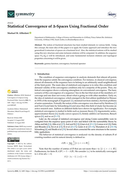 Pdf Statistical Convergence Of Δ Spaces Using Fractional Order