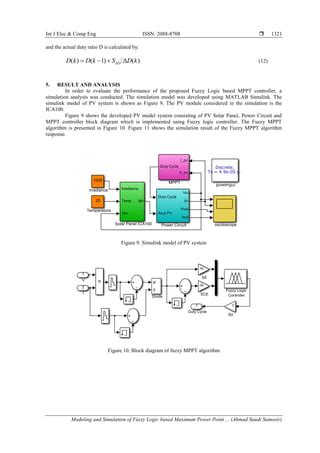 Modeling And Simulation Of Fuzzy Logic Based Maximum Power Point