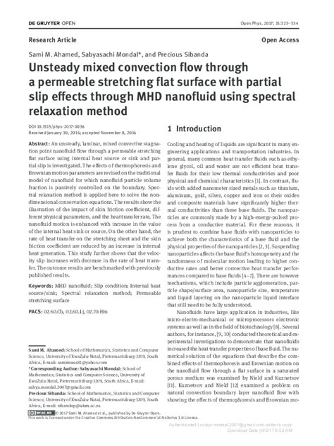 Pdf Unsteady Mixed Convection Flow Through A Permeable Stretching Flat Surface With Partial