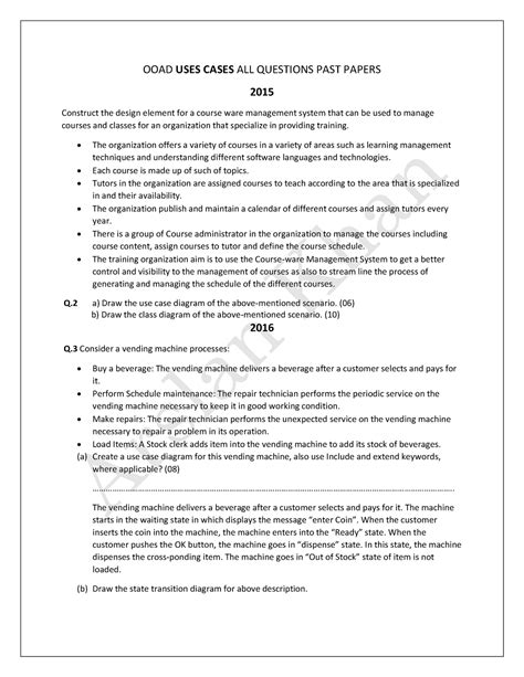 Ooad Uses Cases All Questions Past Papers Warning Tt Undefined Function 32 Warning Tt