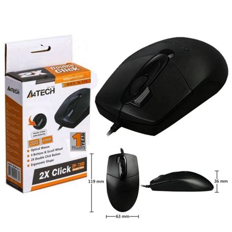 A4tech Optical Mouse 4 Buttons And Scroll Wheel 2x Double Click Button