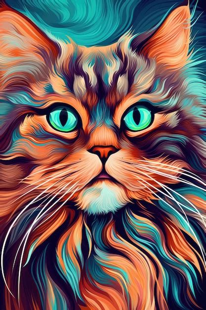Premium Photo American Bobtail Himalayan Cat Psychedelic Look