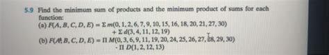 solved 5 9 find the minimum sum of products and the minimum