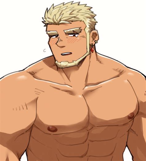 Nattukre Crave Saga Boy Abs Bara Beard Blonde Facial Hair Blonde Hair Blush Collarbone