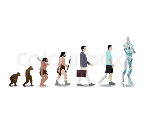 Evolution Human To Robot Cyborg Stock Vector Colourbox
