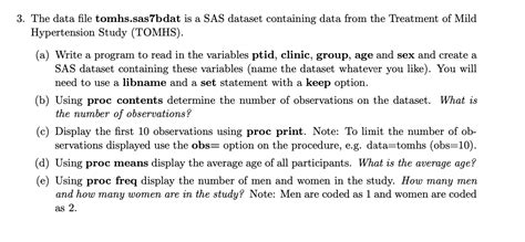 3 The Data File Tomhssas7bdat Is A Sas Dataset