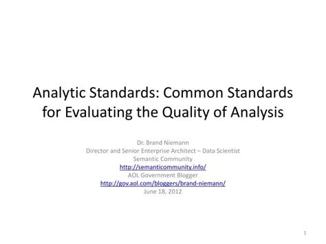 Ppt Analytic Standards Common Standards For Evaluating The Quality