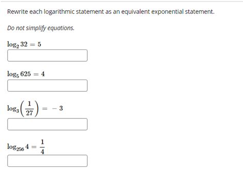 solved rewrite each logarithmic statement as an equivalent