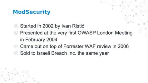 Owasp Modsecurity A Few Plot Twists And What Feels Like A Happy End Ppt