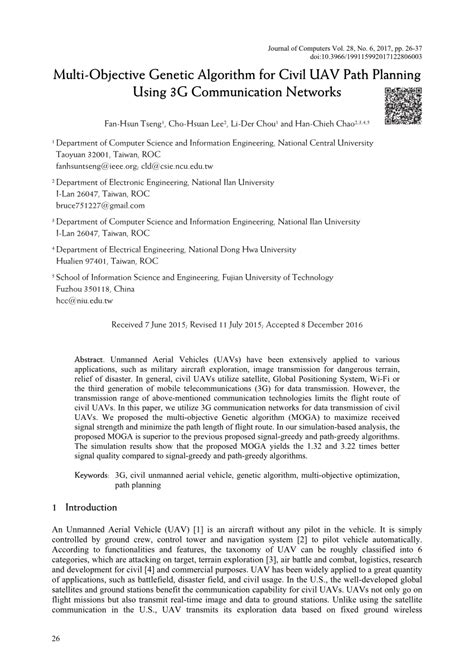 Pdf Multi Objective Genetic Algorithm For Civil Uav Path Planning