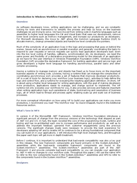 Introduction To Windows Workflow Foundation Pdf Parameter Computer