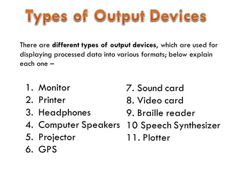 Output Devices List