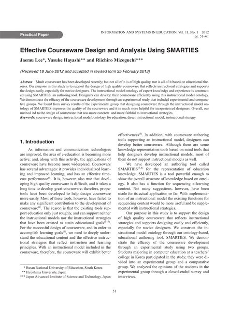 Pdf Effective Courseware Design And Analysis Using Smarties