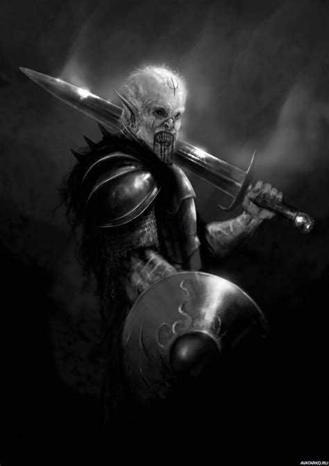 Страшный орк в доспехах с мечом на плече — Скачать картинки