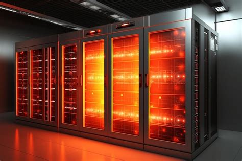 Premium Photo Server Room With A Dynamic Led Display Showing Network