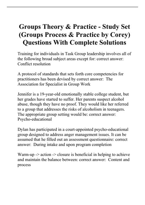 Groups Theory Practice Study Set Groups Process Practice By Corey Questions With