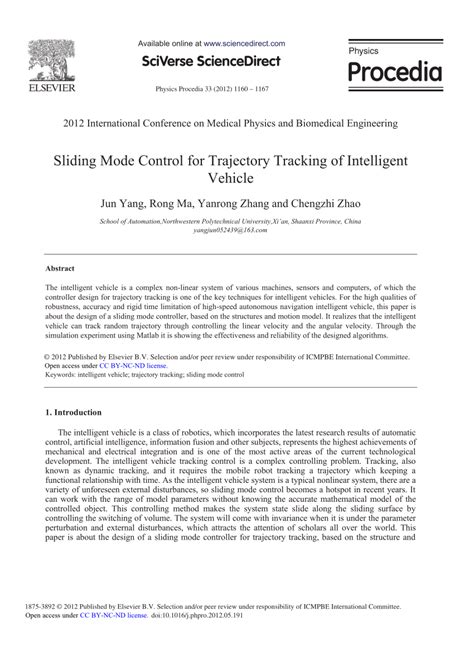 Pdf Sliding Mode Control For Trajectory Tracking Of Intelligent Vehicle