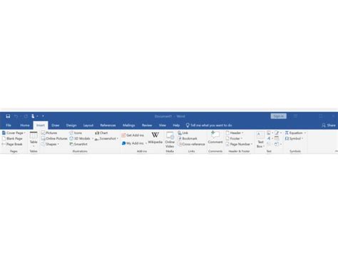 2019 ms word insert tab features quiz