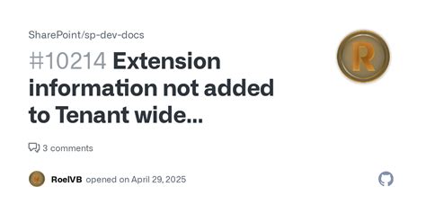 Extension Information Not Added To Tenant Wide Extensions · Issue