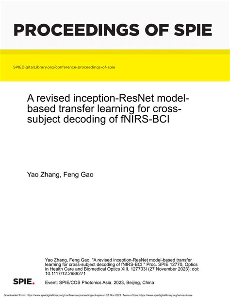 Pdf A Revised Inception Resnet Model Based Transfer Learning For Cross Subject Decoding Of